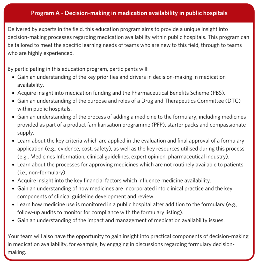 Pharmaceutical Industry Education Programs - Alfred Health Pharmacy ...